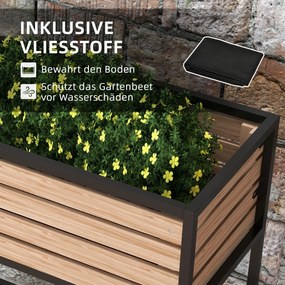 Dvoustupňový vyvýšený záhon Outsunny, 2-vrstvý květináč s policí, zdvižený zeleninový záhon s fleece výstelkou, bylinkový záhon pro zahradu a balkon,…
