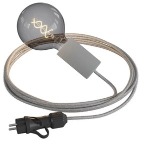 creative cables EIVA snake elegant, přenosná venkovní lampa, 5 m textilní kabel, voděodolná objímka IP65 a zástrčka Barva: Šedá