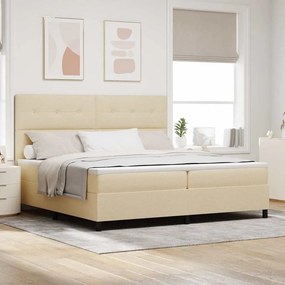 Postel s boxspringem s čelo Krémová 200 x 200 cm textil 3339418