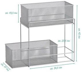 Zeller Present Kovový 2-patrový zásuvkový box, organizér se 2 koši, šedá mřížka, MESH