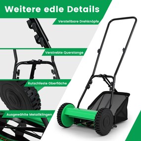Costway Vřetenová sekačka Ruční sekačka na trávu s 30 cm šířkou záběru 18,5