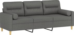 3místná pohovka s polštáři tmavě šedá 180 cm textil 3200830