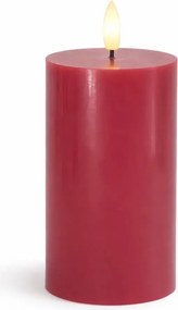 LED svíčka na baterie vosková Sille, Ø 7,5 × 12,5 cm, růžová švestka, 2× AA