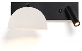 Nástěnná hliněná lampička ke čtení Absis Reader Horizontal Barva stínítka: Bílá, Barva svítidla: Černá