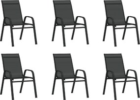 vidaXL Stohovatelné zahradní židle 6 ks textilenová tkanina [318784] Barva: Černá