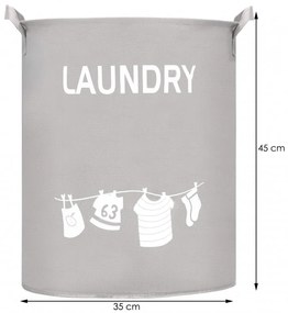 Úložný koš 55l, šedý s nápisem Laundry SPRINGOS HA0117