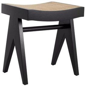 OnaDnes -20% Černá dřevěná stolička Eichholtz Arnaud 43 cm s ratanovým výpletem