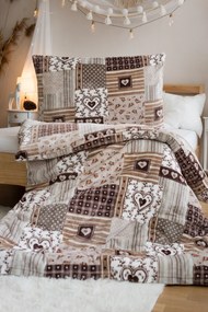 Mikroplyšové povlečení EXCLUSIVE 140x200+70x90 Patchwork béžový
