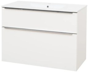 Mereo Mereo, Mailo, koupelnová skříňka s keramickým umyvadlem 101 cm, bílá, dub, antracit, CN512