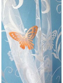 Hotová oblouková žakárová záclona Motýl oranžový/ vzor 7514, 120x280cm