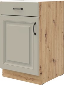 STILO ac | dolní skříňka 50 D 1F 1S se zásuvkou PREMIUM BOX | 50 cm | UNI dvířka | artisan/světle šedá