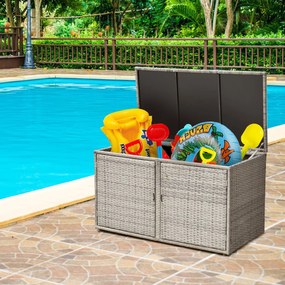 Costway Ratanový terasový box s objemem 335 l – 115 × 60 × 65 cm, šedá