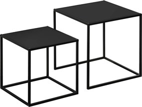 HOMCOM čtvercový jídelní stolek 2-dílná sada, stolek v moderním designu, ocelový rám, stohovatelné, stolek do obývacího pokoje, černá | Aosom