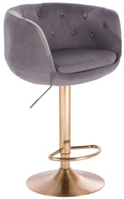 LuxuryForm DESIGN Barová židle MONTANA VELUR na zlatém talíři - šedá