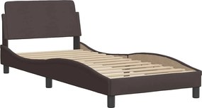 Rám postele bez matrace Hanko tmavě hnědá 90 x 190 cm textil 3310359