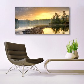 akrylový obraz Jezero Kameny Krajina 120x60 cm