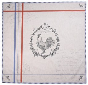 Béžový bavlněný ubrus s kohoutem Devine French Roster – 100x100 cm