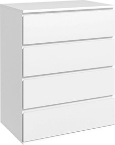 HOMCOM Úložná Komoda s 4 Zásuvkami Moderní Styl s Mechanismem Tichého Zavírání - 60 x 40 x 80 cm, Bílá