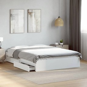 Rám postele se zásuvkami bílý 135 x 190 cm kompozitní dřevo 3280692