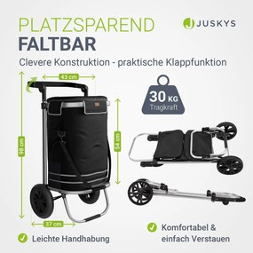 Juskys Nákupní taška na kolečkách 3 v 1, 56 l Barva: červená