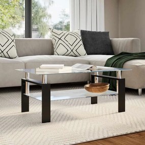 Konferenční stolek šedý a průhledný 95x55x40 cm tvrzené sklo 330305