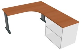 Sestava stolu a skříně levá 160 cm - Hobis Flex FE 60 H L Dekor stolové desky: třešeň, Barva nohou: černá