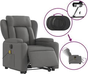 Elektrické zvedací masážní polohovací křeslo tmavě šedé textil 3204519