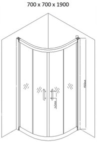 Sprchový kout MAXMAX MEXEN RIO mat - čtvrtkruh 70x70 cm, 863-070-070-01-30
