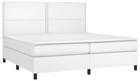 Box spring postel s matrací a LED bílá 200x200 cm umělá kůže,  3135904