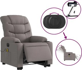 Elektrické zvedací masážní polohovací křeslo taupe textil 3206679