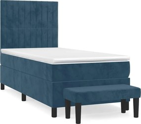 Box spring postel s matrací tmavě modrá 80 x 200 cm samet 3137933