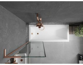 Mexen Next L, 1-křídlová vanová zástěna 60 x 150 cm, 6mm čiré sklo-černý vzor, ​​měděný profil, 895-060-000-03-70-65