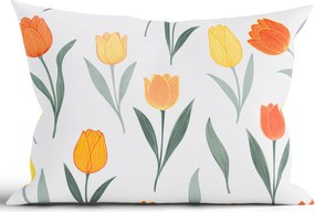MK Lůžkoviny Bavlněný povlak na polštář Renforcé 50 x 70 cm - Květy tulipánů oranžové