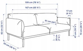 IKEA 2-místná pohovka pro APPLARYD, Lejde, šedo-černá