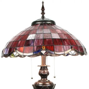 Stojací lampa Tiffany Roux červená v art deco stylu – 166 cm