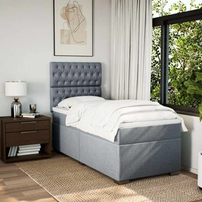 Box spring postel s matrací světle šedý 100 x 200 cm textil 3292706