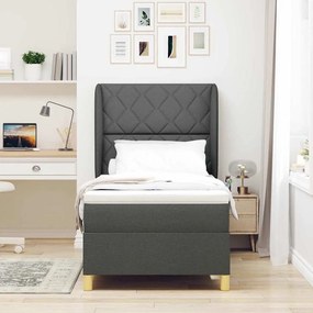 Postel s boxspringem s čelo Tmavě šedá 200 x 100 cm textil 3340803