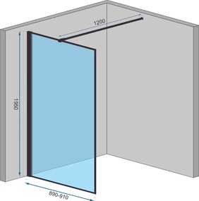 Sprchová zástěna MAXMAX Rea BLER 90 cm s policí a věšákem na ručníky - černá matná - čiré sklo
