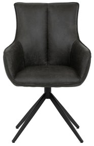 AUTRONIC Jídelní židle šedá látka, otočný mechanismus 360°, černý kov