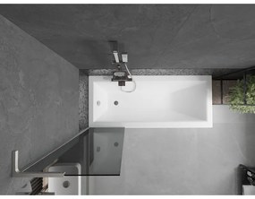 Mexen Next L, 1-křídlová vanová zástěna 50 x 150 cm, 6mm šedé sklo, 6mm čiré sklo, profil broušená ocel, 895-050-000-03-40-97