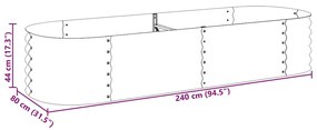 vidaXL Marketos Vyvýšený záhon 240 x 80 x 44 cm pozinkovaná ocel šedý