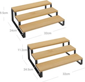Set dvou kuchyňských bambusových polic AUK-E1016 NAT (2 ks)