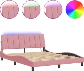 Rám postele s LED osvětlením bez matrace Hanko růžový 160 x 200 cm samet 3213792