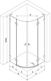 Mexen Lunar, L pravý půlkruhový sprchový kout 100 x 90 cm, 8mm čiré sklo, grafitový profil, 833L-100P-090L-95-00