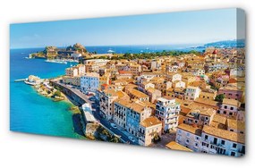Obrazy na plátně Řecko Mořské pobřeží město 140x70 cm