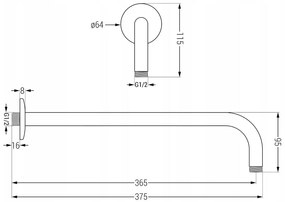 Mexen KAI, podomítkové rameno 40cm + sprchová hlavice 30cm, zlatá, 79230-50 + 79211-50