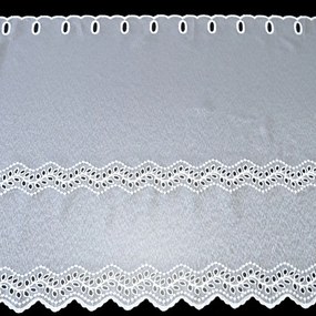 Olzatex vitrážová záclona sablé GIZELA výšivka s bordurou, bílá, výška 70cm (v metráži)