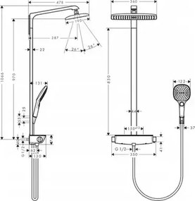 Hansgrohe Raindance Select E - Sprchový set s termostatem | 36 cm | bí