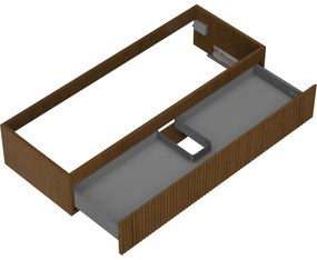 Mexen Rivel, koupelnová skříňka pod umyvadlo 120 cm, 1 zásuvka, drážkovaná, ořech, 91A20-12023-1-BF86