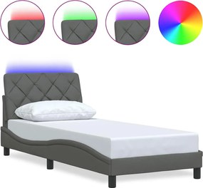 Rám postele s LED bez matrace Tmavě šedá 90x200 cm Látka 3310644